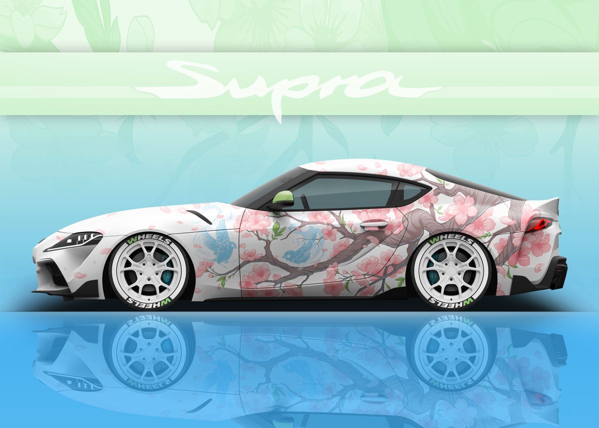 'Toyota Supra Mk V Sakura' Poster, picture, metal print, paint by Osh ...