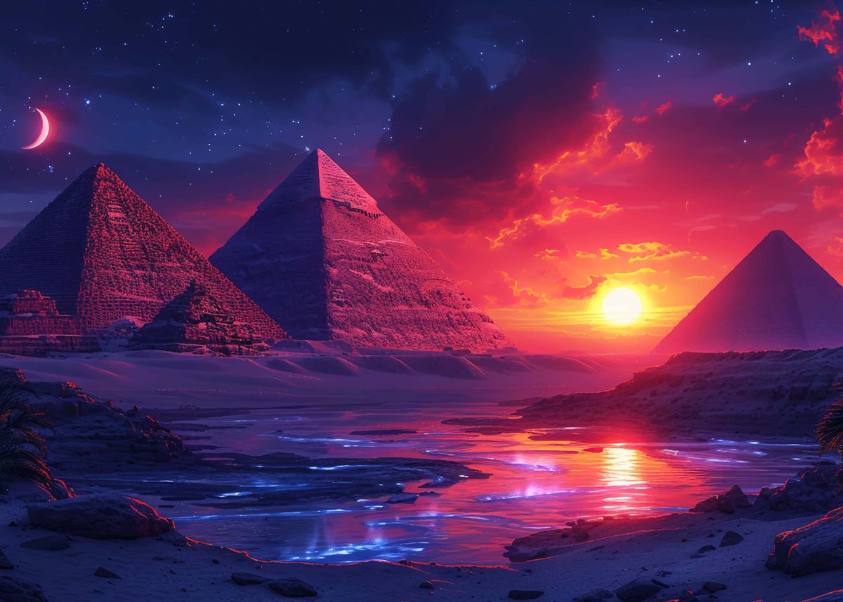 'Egyptian Pyramids' Poster, picture, metal print, paint by nguyencao ...