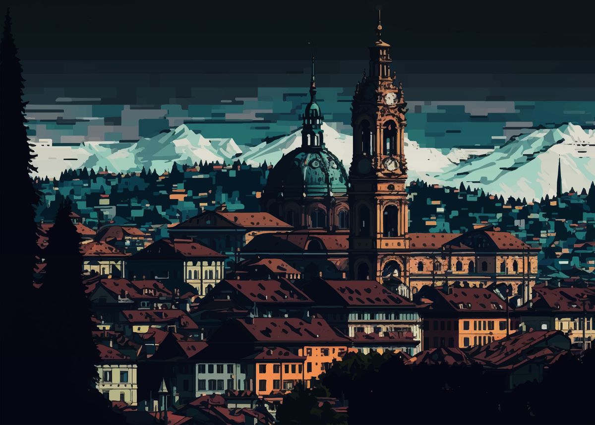 'Bern City Pixel Art' Poster, picture, metal print, paint by M Art | Displate