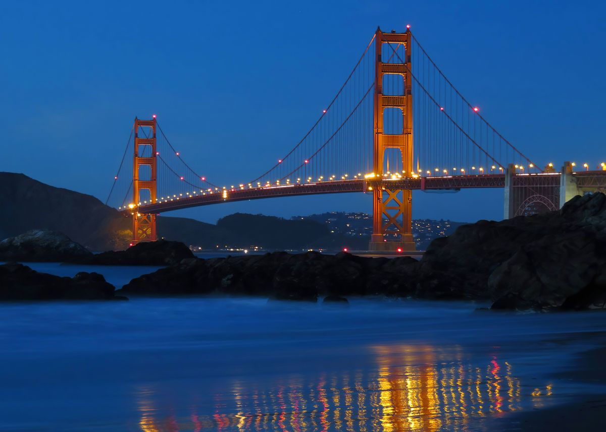 'Golden Gate Lights' Poster, picture, metal print, paint by Wallgasm ...