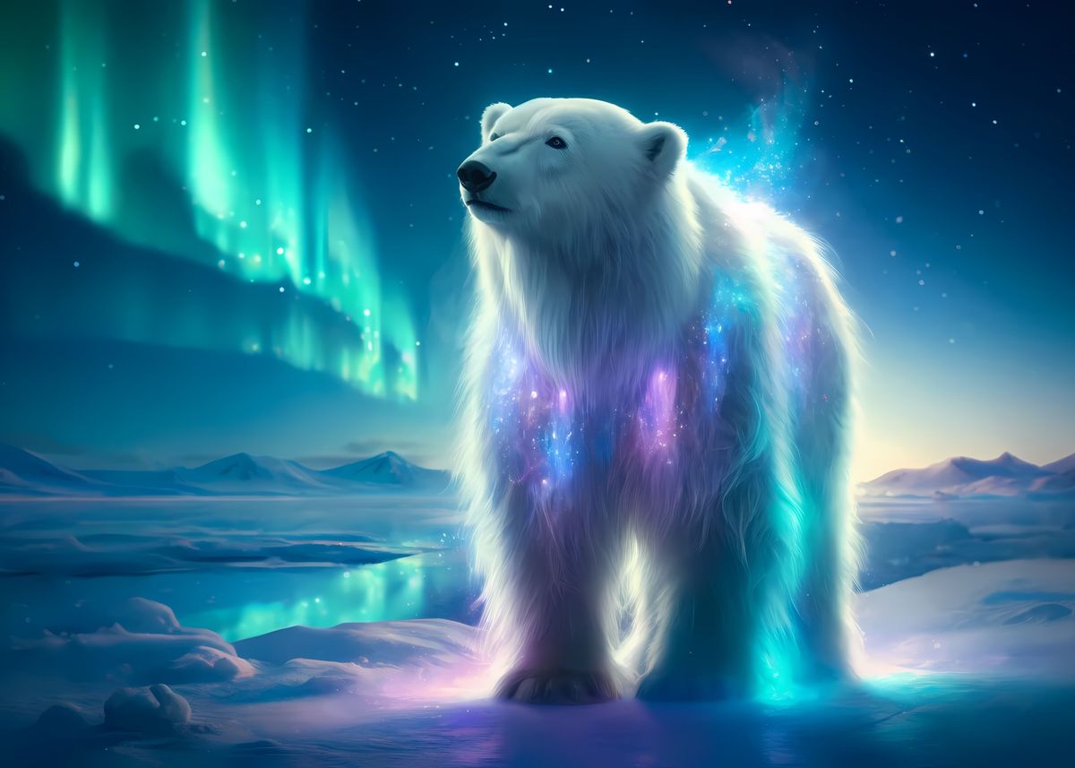 'Celestial Polar Bear' Poster, picture, metal print, paint by Devran ...