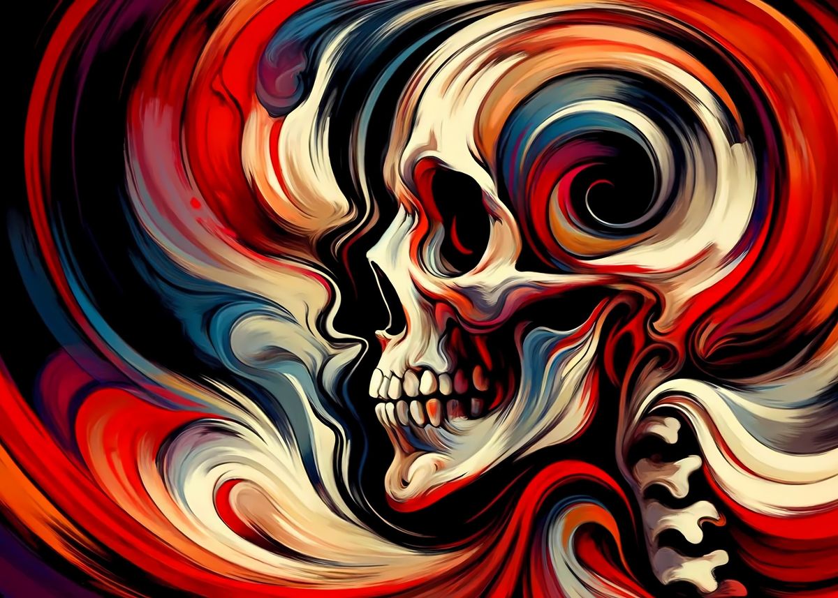 'Surreal Swirl of Skull' Poster, picture, metal print, paint by Devran ...
