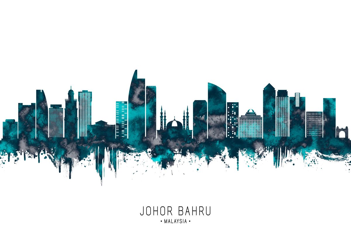 'Johor Bahru Skyline' Poster, picture, metal print, paint by Towseef ...