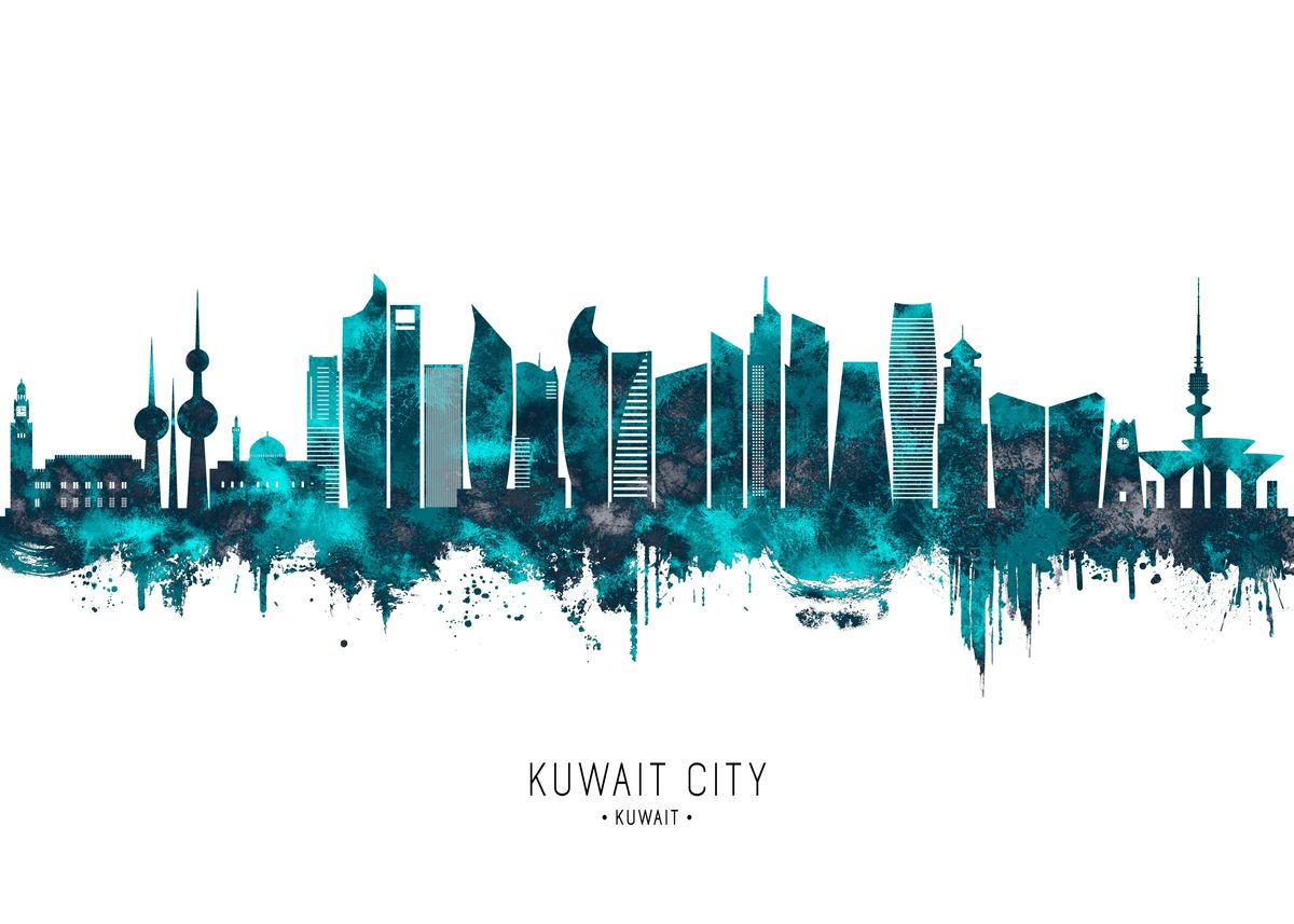 'Kuwait City Skyline' Poster, picture, metal print, paint by Towseef ...