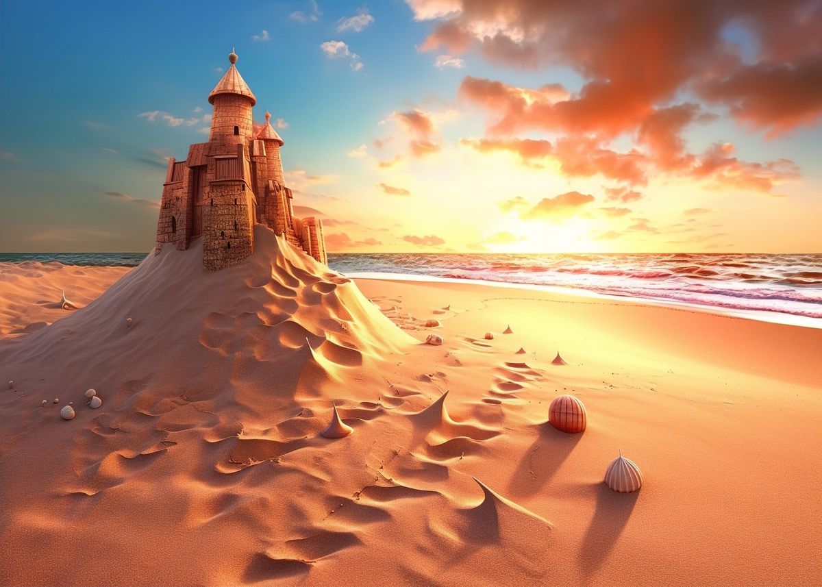 'Sandy Sea Beach Castle' Poster, picture, metal print, paint by Max ...