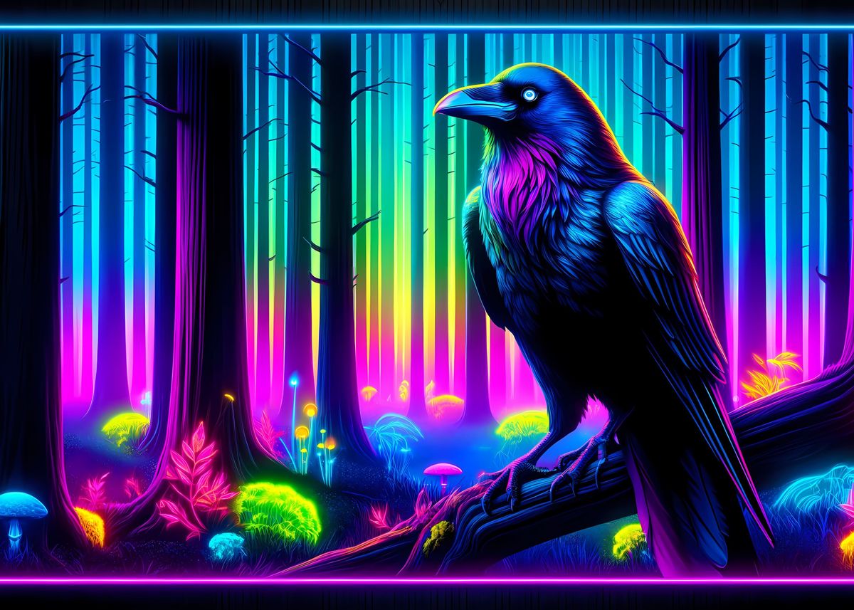 'Neon Forest Guardian' Poster, picture, metal print, paint by Devran ...