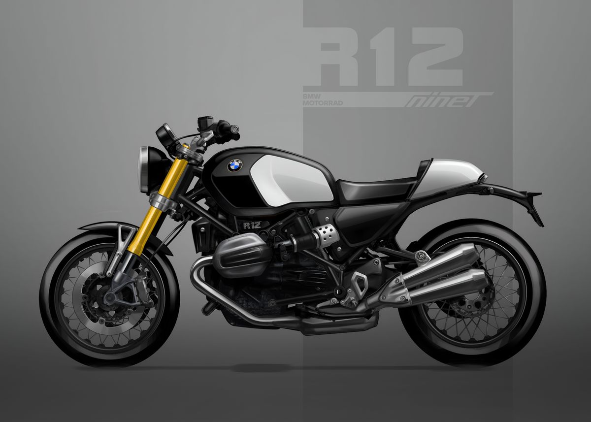 'BMW R12 nineT' Poster, picture, metal print, paint by Osh Studio ...