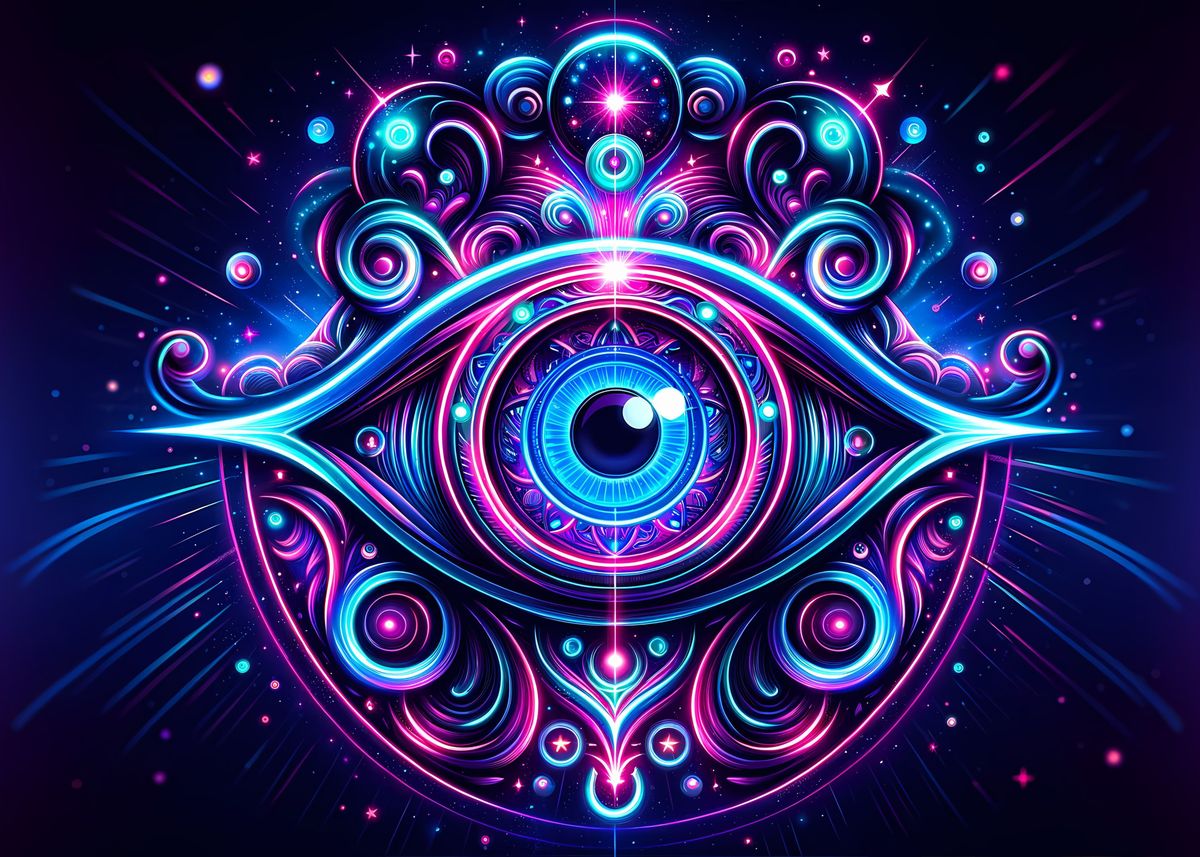 'Neon Evil Eye Protection' Poster, picture, metal print, paint by ...