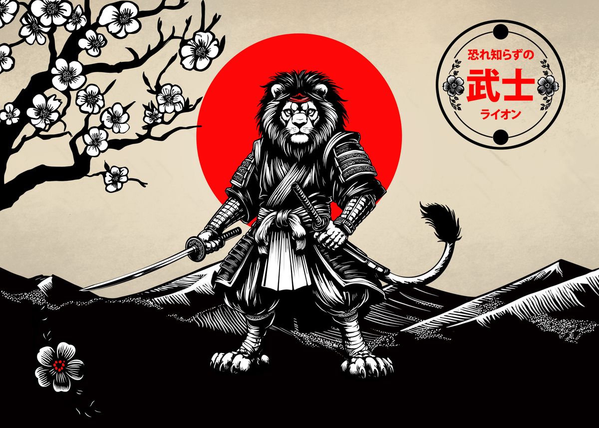 'Lion Samurai' Poster, picture, metal print, paint by RogueDesign ...
