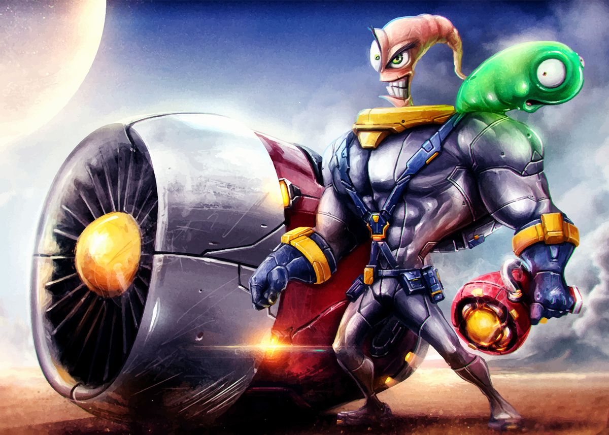 'Earthwarm jim' Poster, picture, metal print, paint by jujutsu kaisen ...