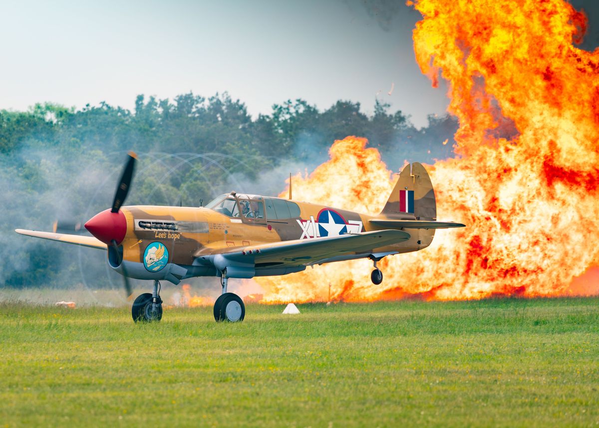 'Warbird into fire' Poster, picture, metal print, paint by Simon Van ...