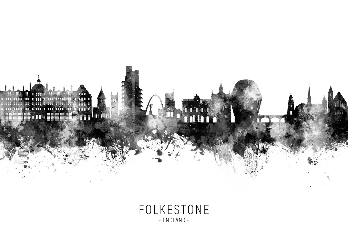 'Folkestone Skyline England' Poster, picture, metal print, paint by ...