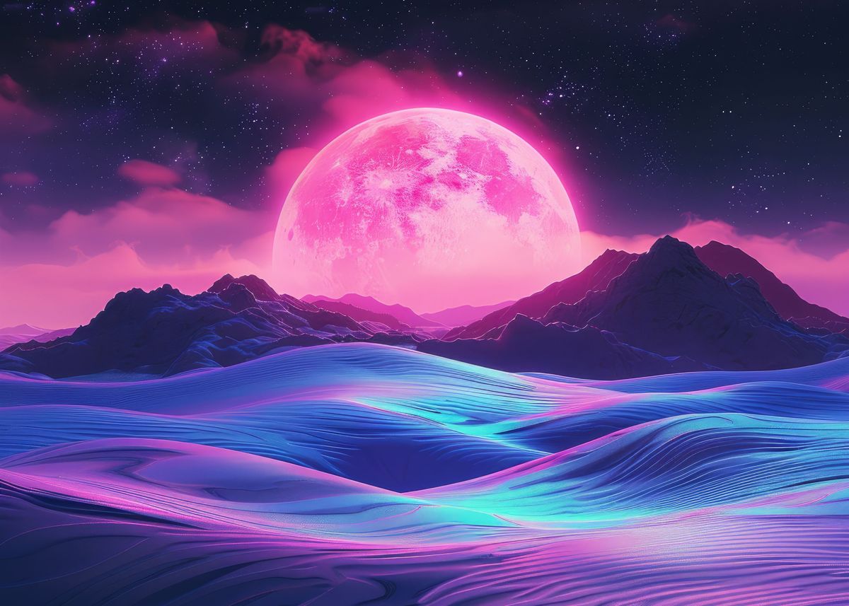 'Vaporwave Fantasy Desert' Poster, picture, metal print, paint by ...