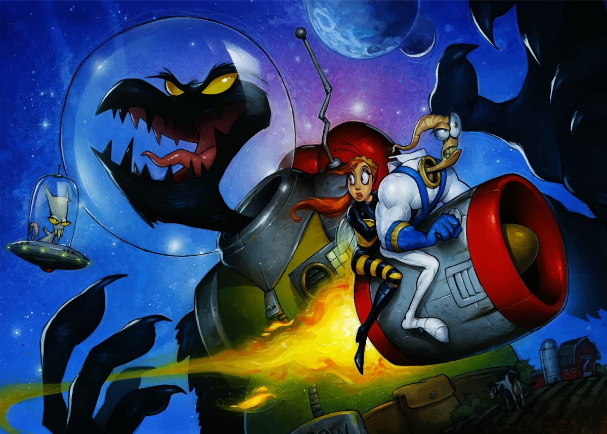 'Earthworm Jim' Poster, picture, metal print, paint by jujutsu kaisen ...