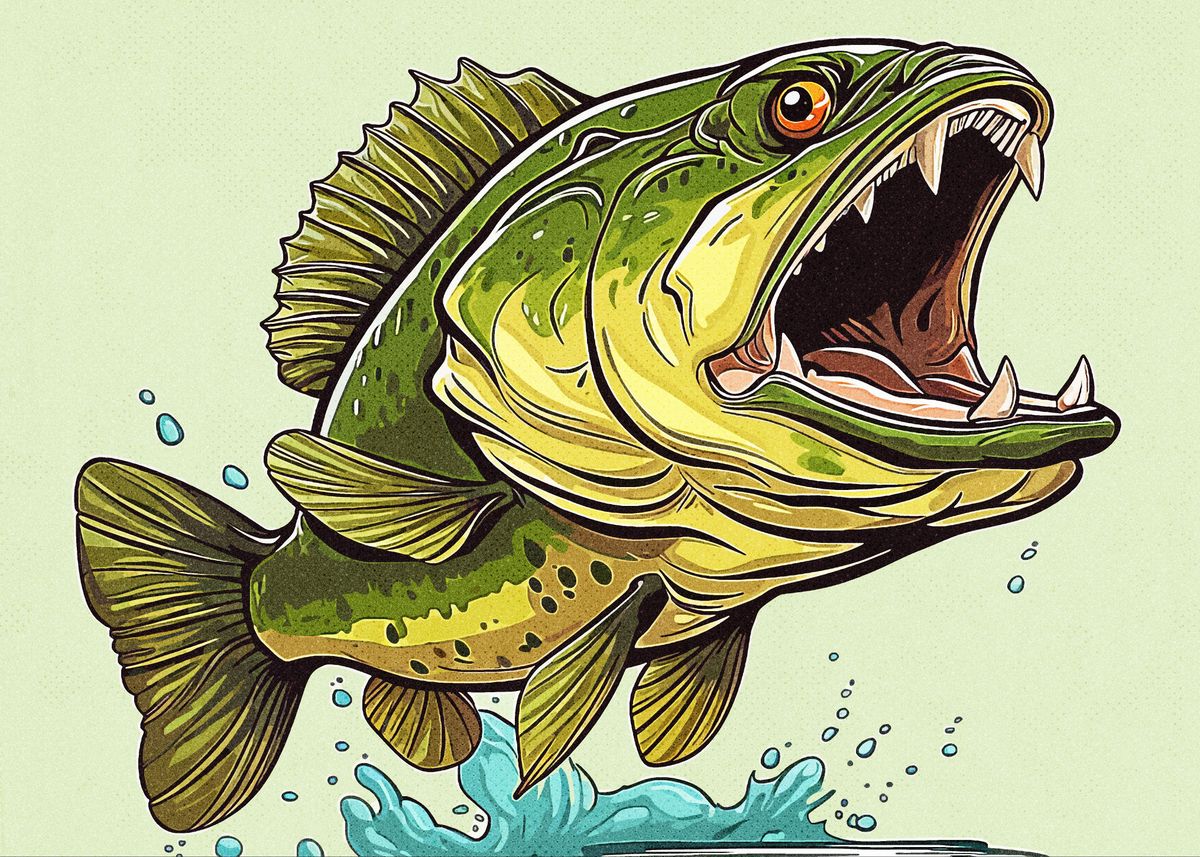 'Monster Big Bass' Poster, picture, metal print, paint by Erick Sato ...