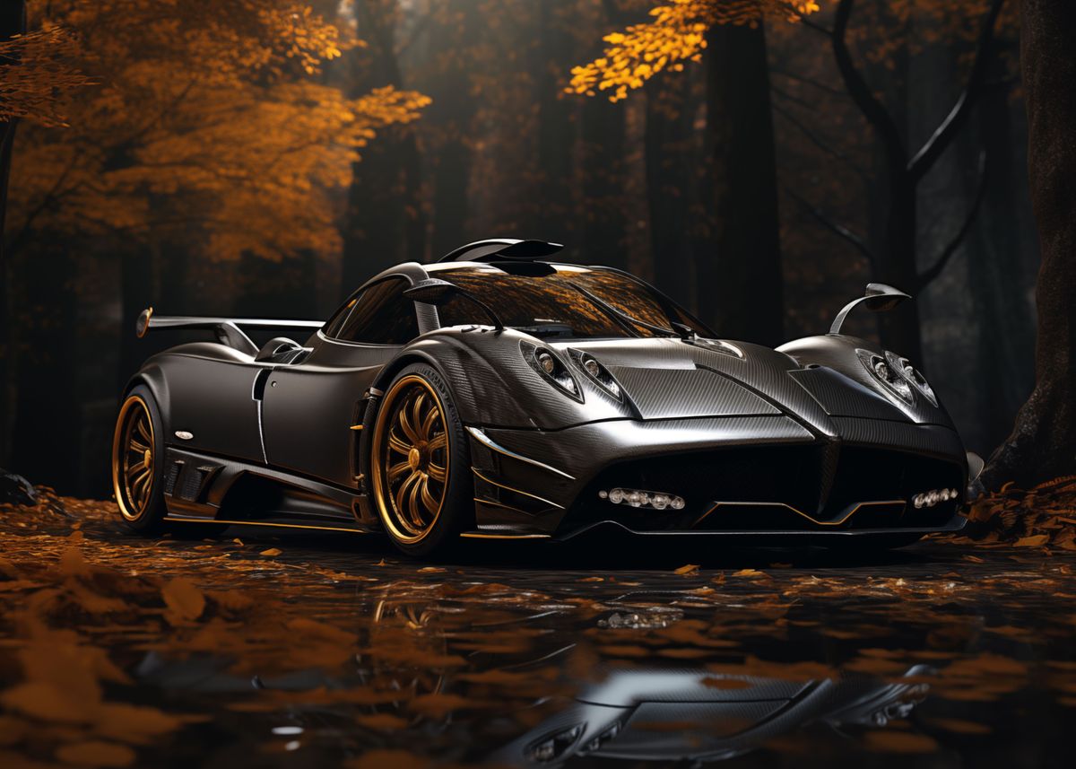 'Pagani Huayra Autumn Park' Poster, picture, metal print, paint by ...