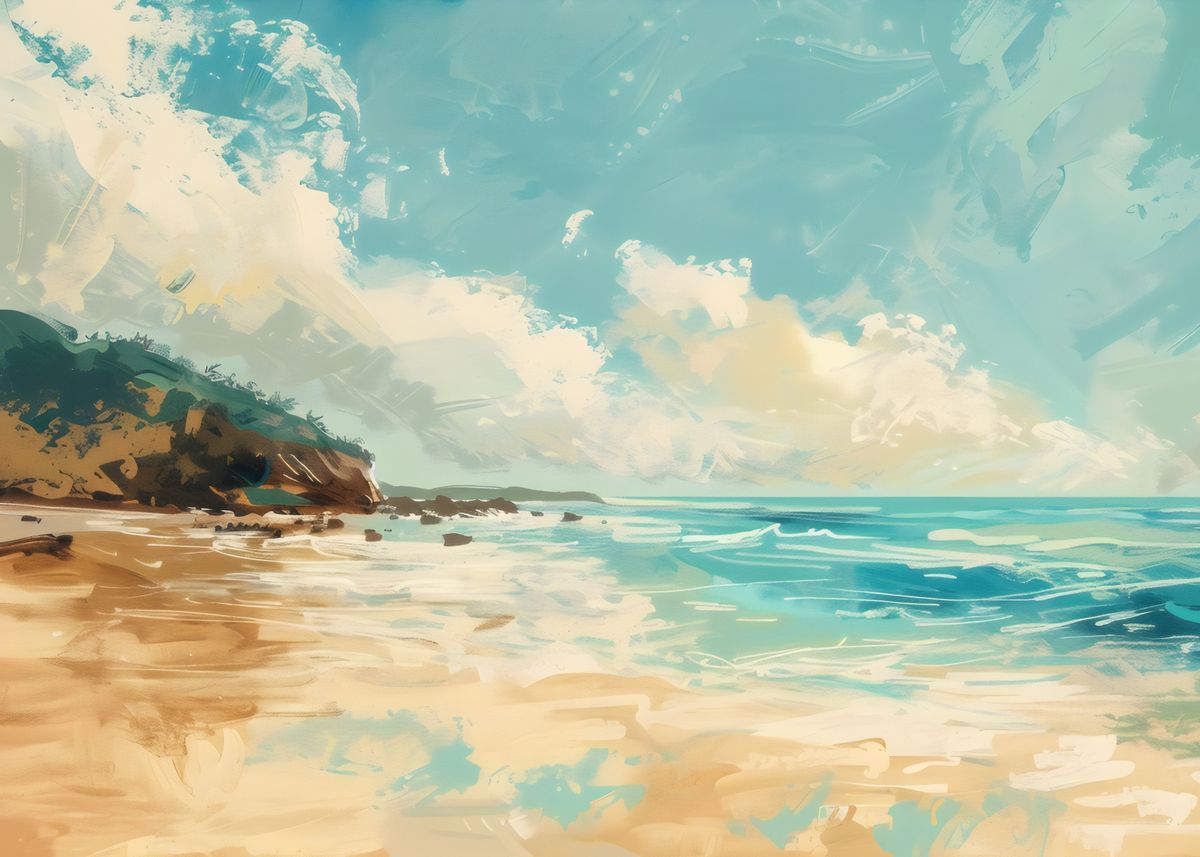 'Serene Beachscape' Poster, picture, metal print, paint by Silvie Art ...