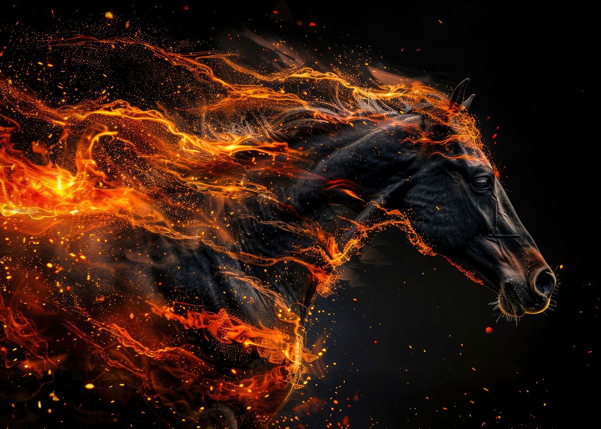 'Flaming Horse 01' Poster, picture, metal print, paint by Matthias ...