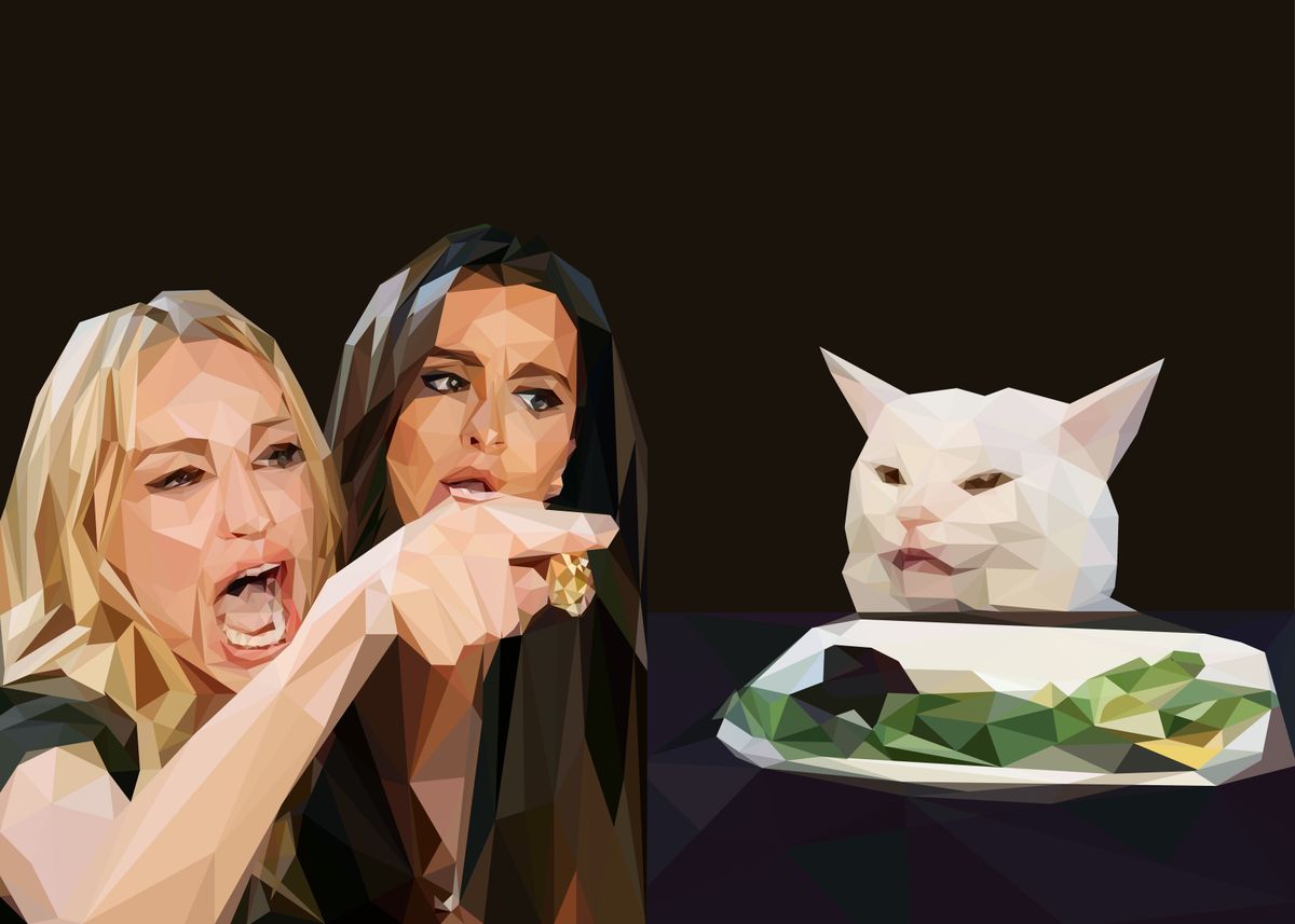 'woman yelling at a cat' Poster, picture, metal print, paint by Lowpoly ...