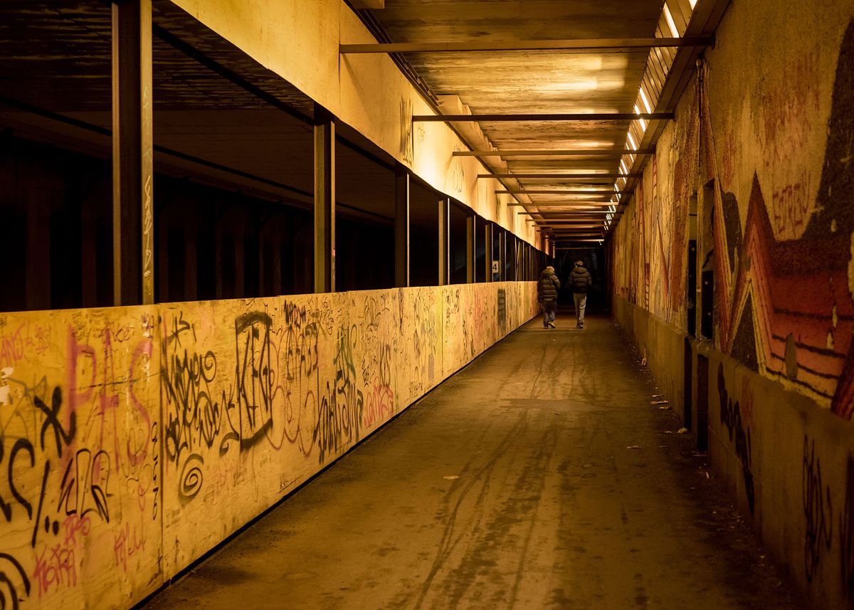 'Boys In The Graffiti Tunne' Poster, picture, metal print, paint by ...