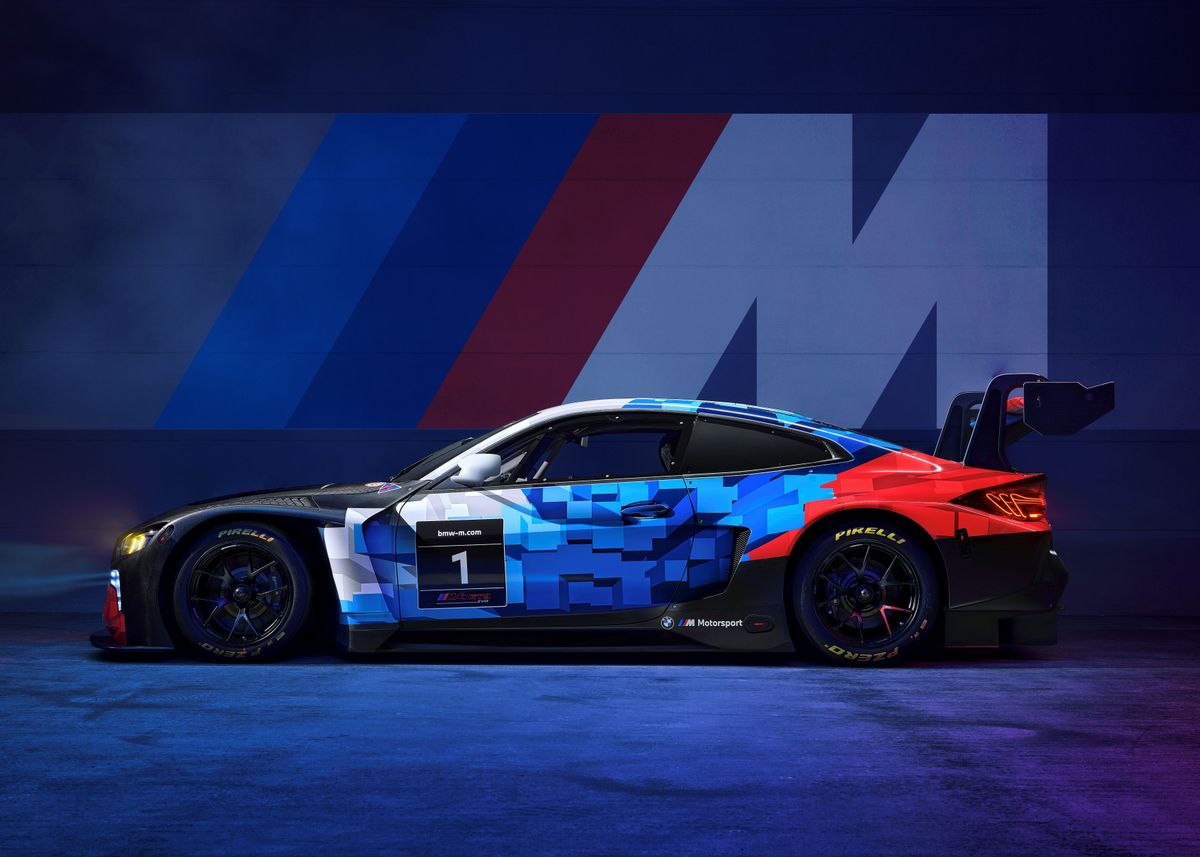 'BMW M4 GT3 EVO SIDE VIEW' Poster, picture, metal print, paint by Osh ...