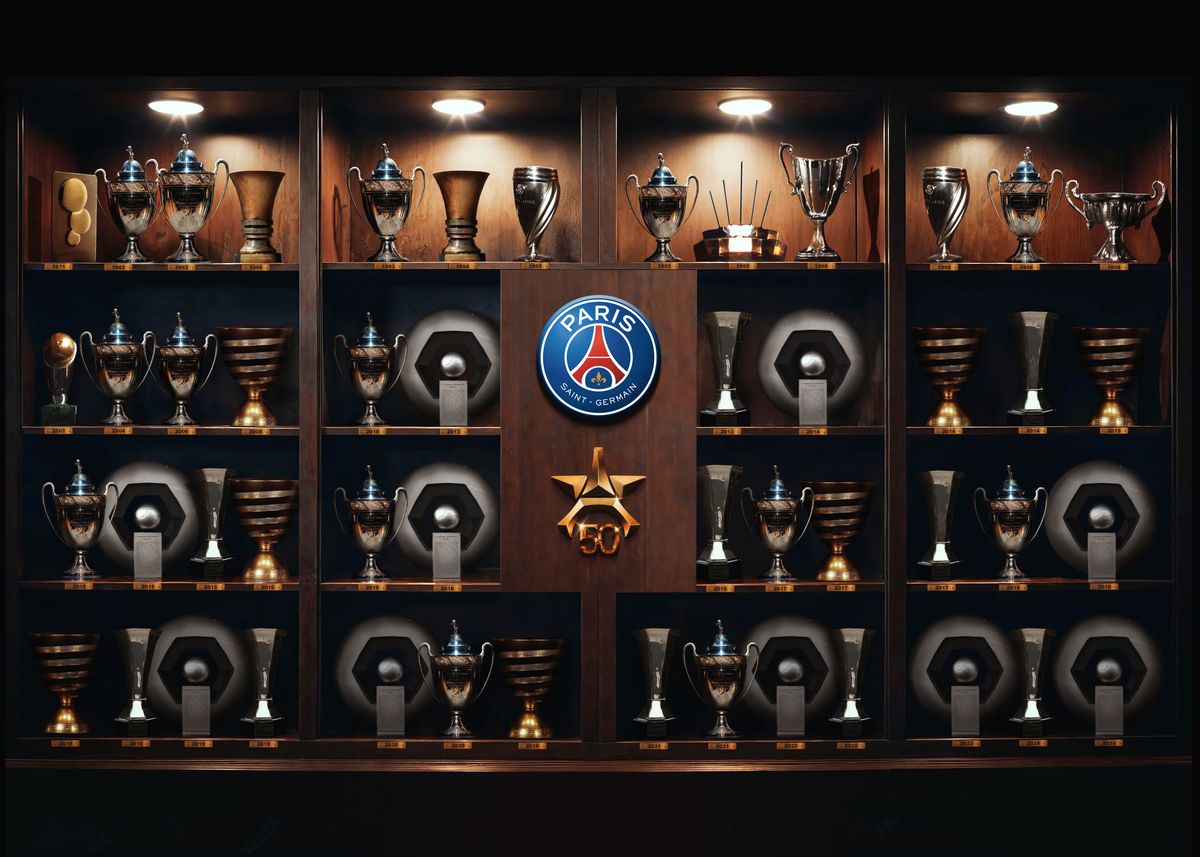 'PSG Trophy collection' Poster, picture, metal print, paint by Paris ...