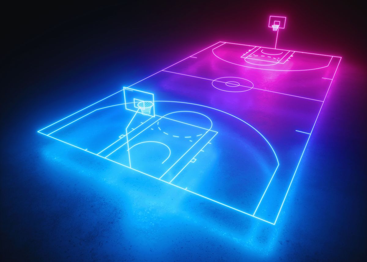 'Neon Basketball Court' Poster, picture, metal print, paint by Jaman ...