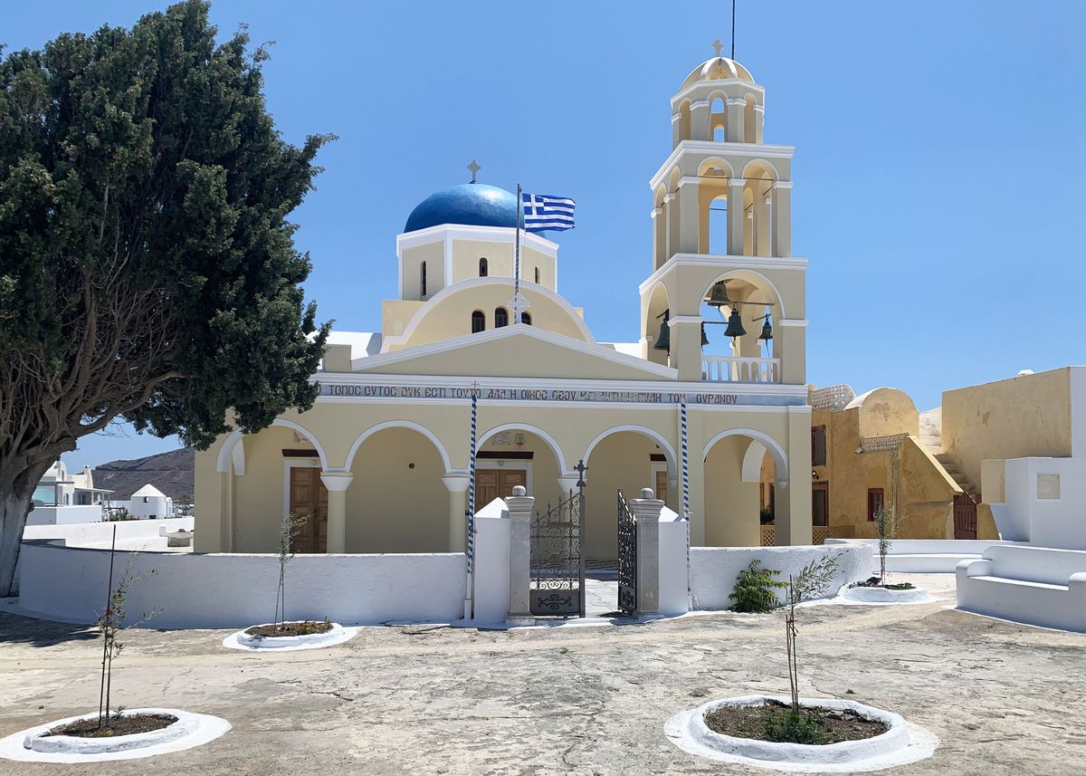 'Santorini Greek Church' Poster, picture, metal print, paint by ...