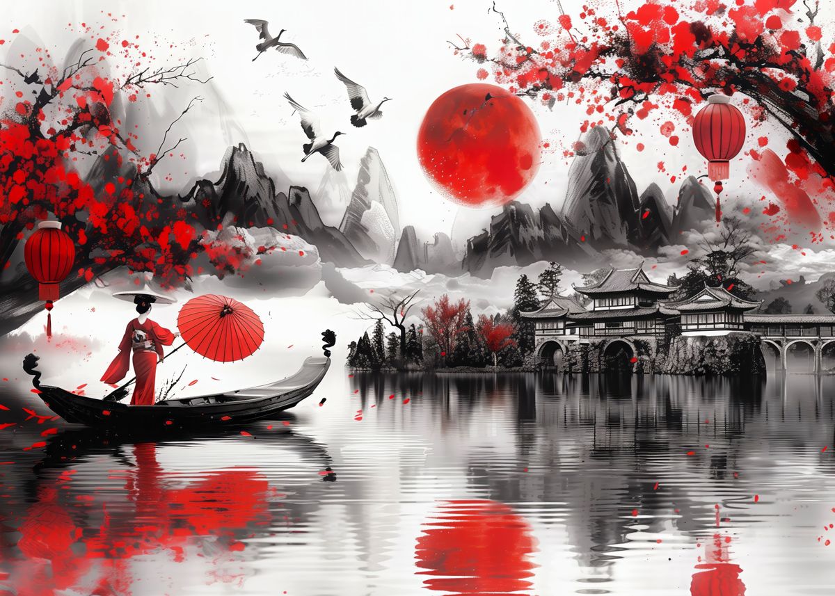 'Beautiful asian painting' Poster, picture, metal print, paint by Simon ...