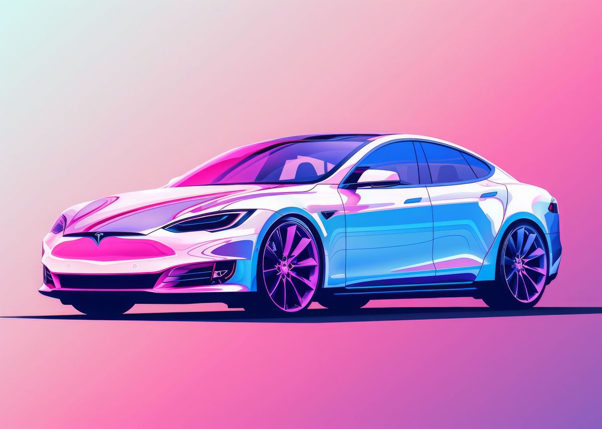 'Pastel Car' Poster, picture, metal print, paint by Adam Reed | Displate