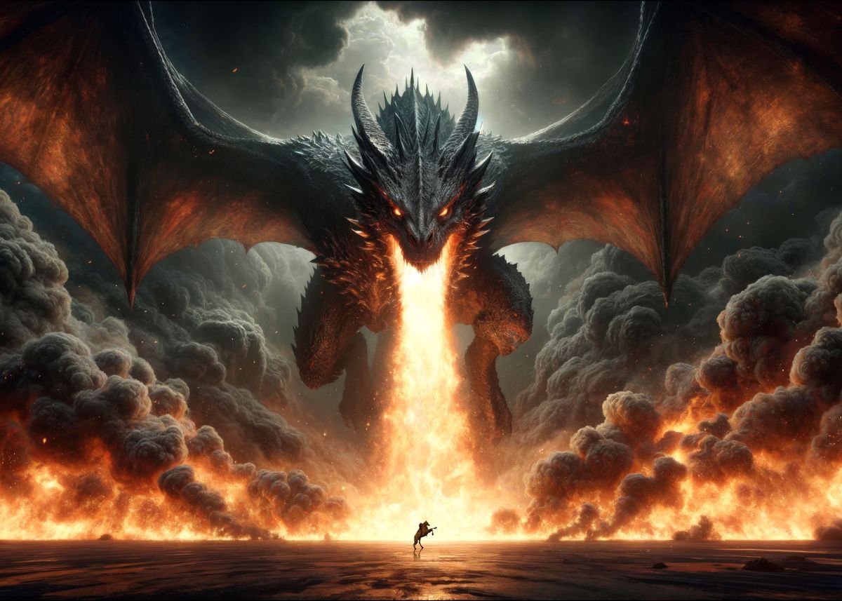 'Inferno Dragon Showdown' Poster, picture, metal print, paint by Arturo ...