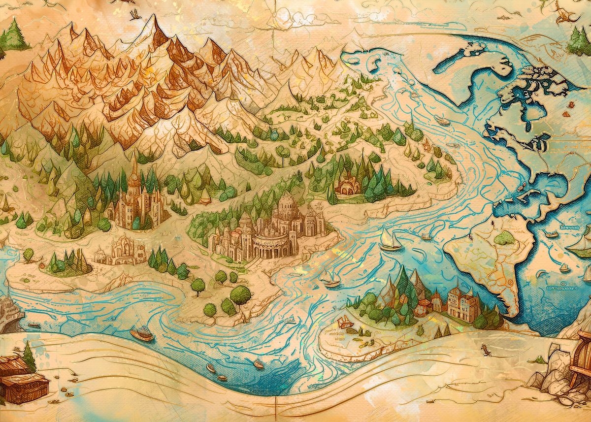 'Vintage Map' Poster, picture, metal print, paint by Tarjun Cantik ...