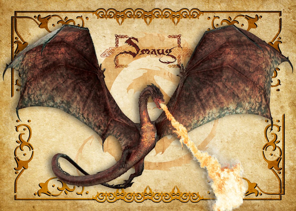 'Smaug Breathes Fire' Poster, picture, metal print, paint by Middle ...