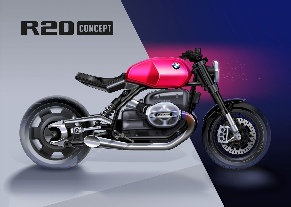 'BMW R20 Sketch Side View' Poster, picture, metal print, paint by Osh ...