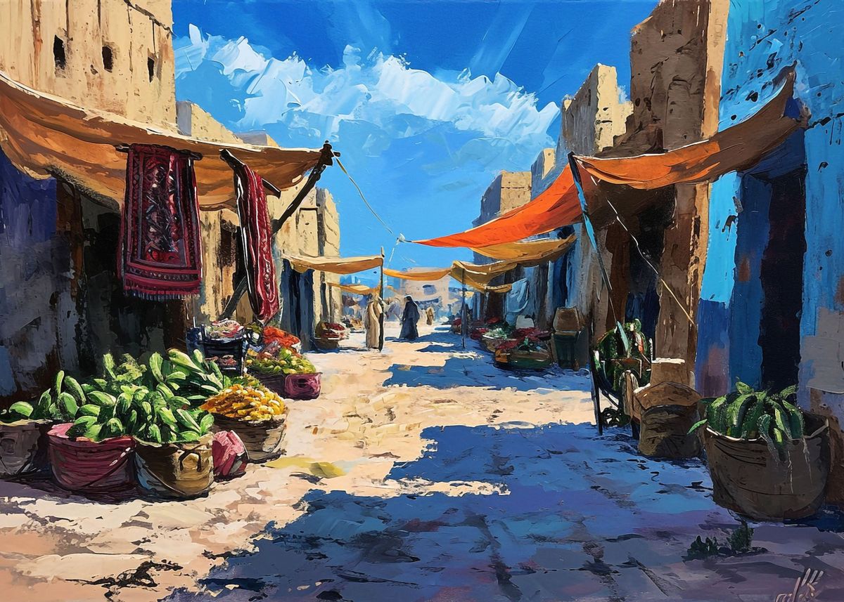 'Desert market scene ' Poster, picture, metal print, paint by Scarlet ...
