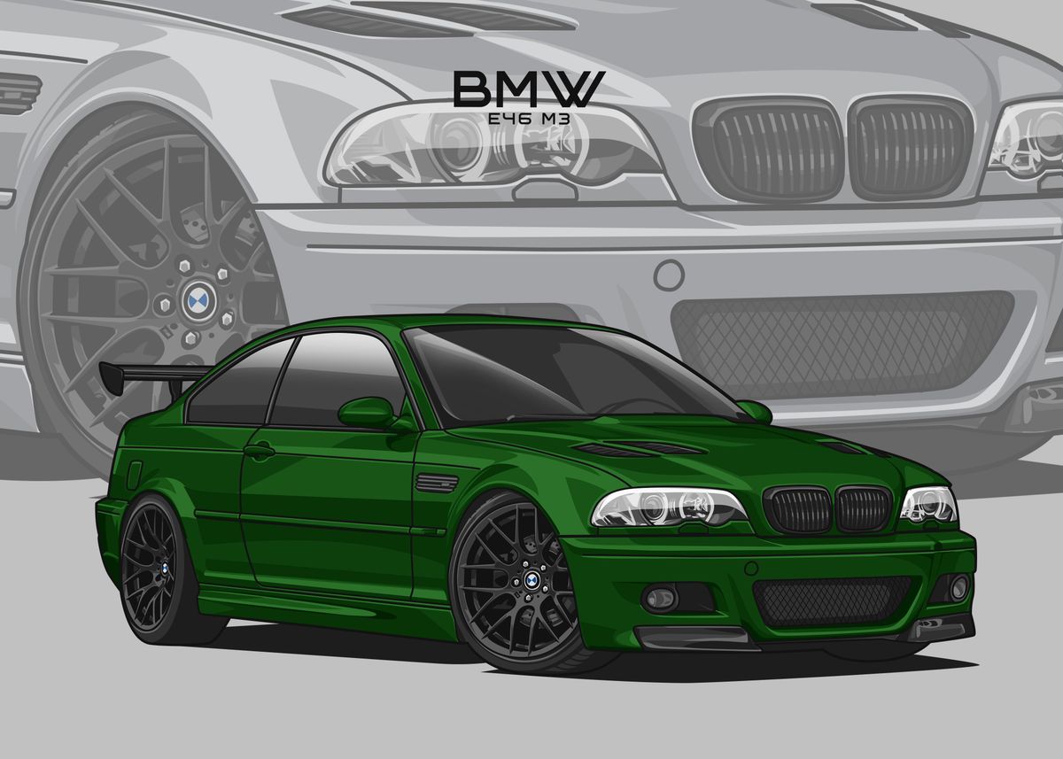 'BMW E46 M3 green' Poster, picture, metal print, paint by capture art ...