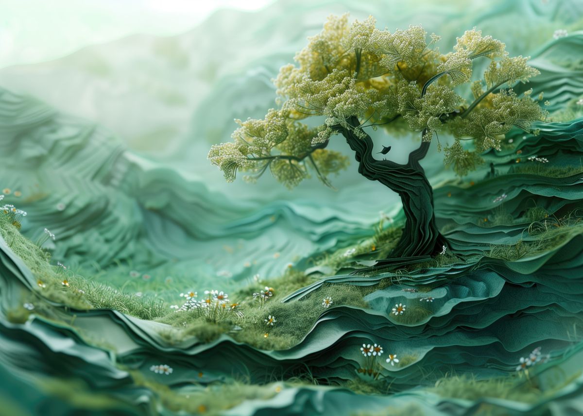 'Paper Valley Paper Tree' Poster, picture, metal print, paint by Jensen ...