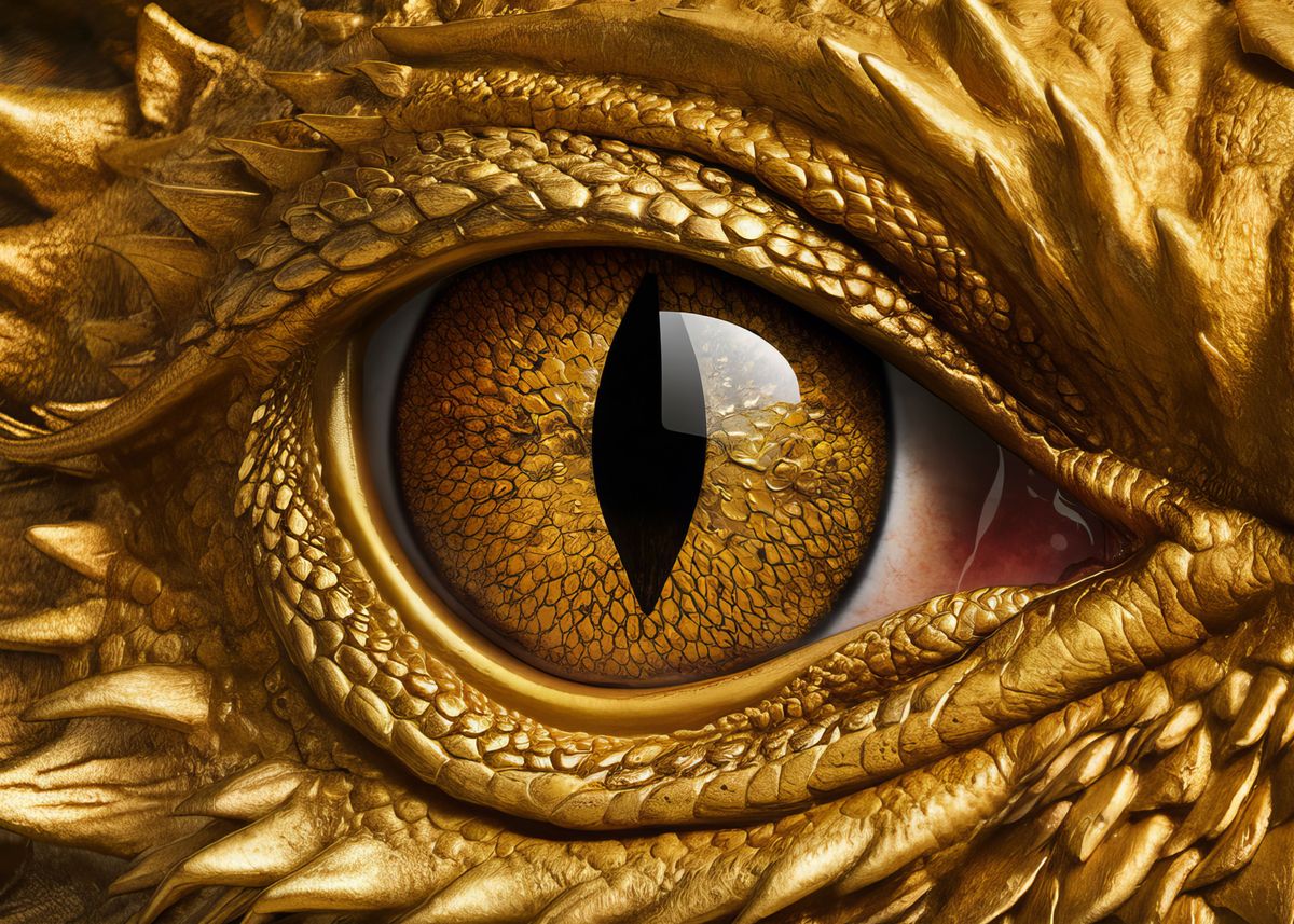 'Golden Dragon Eye' Poster, picture, metal print, paint by Arturo Vivo ...