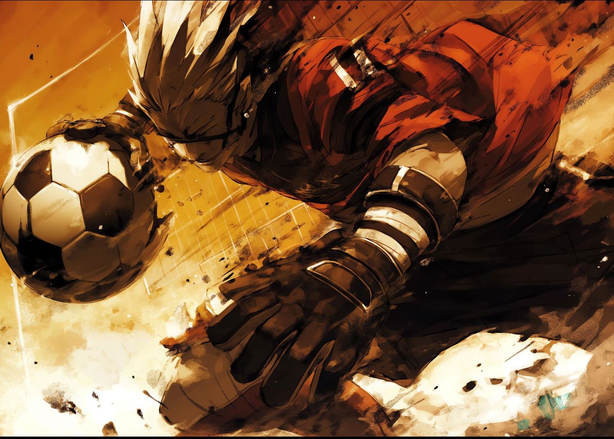 'Anime football Goalkeeper' Poster, picture, metal print, paint by ...