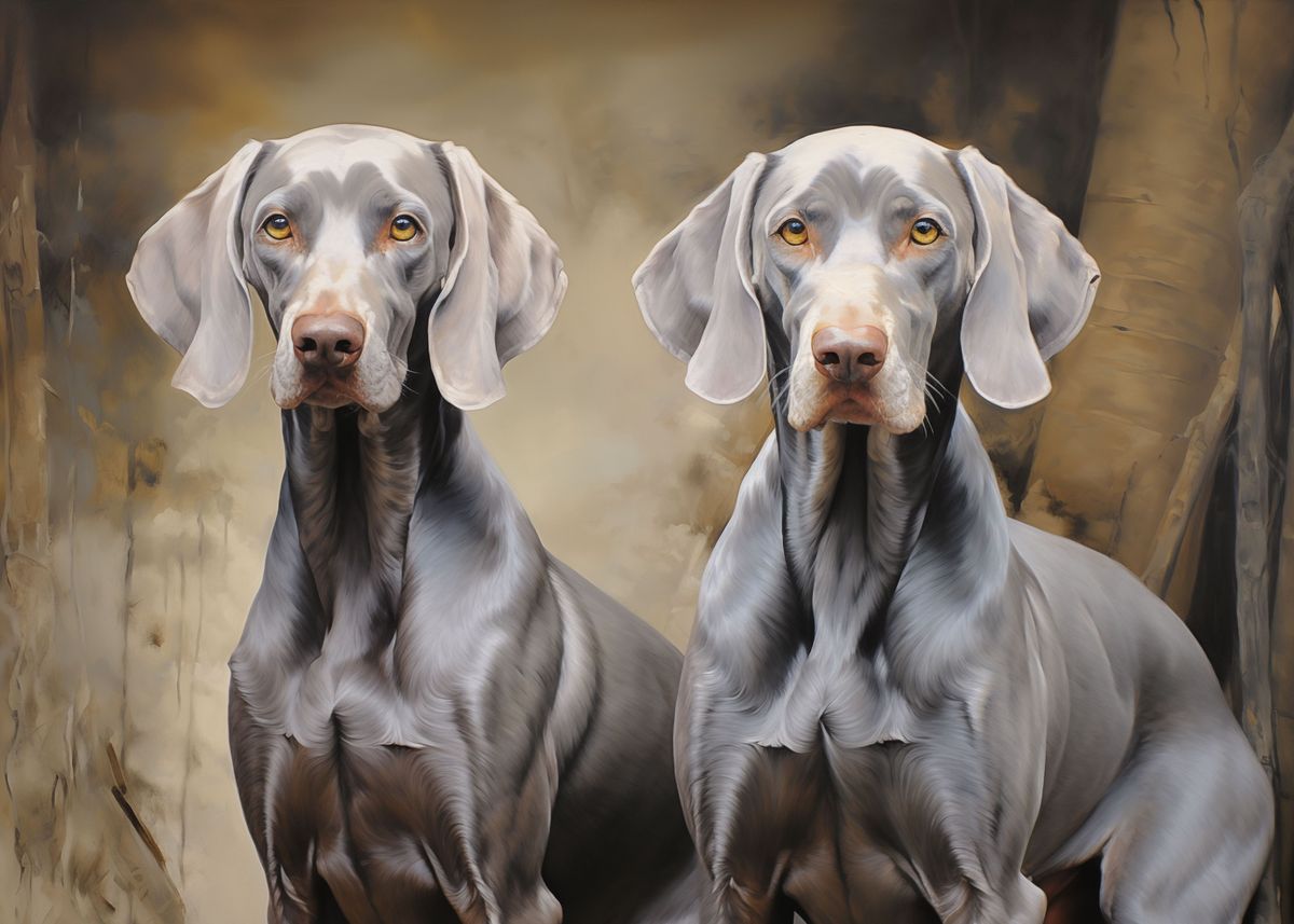 'Two Weimaraners' Poster, picture, metal print, paint by PetsArt Design ...