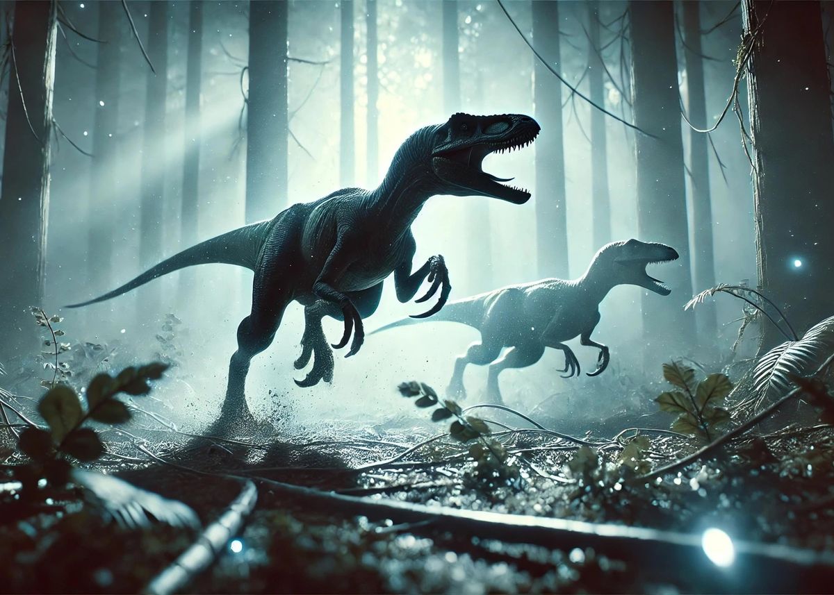 'Raptors running' Poster, picture, metal print, paint by Dystopian ...