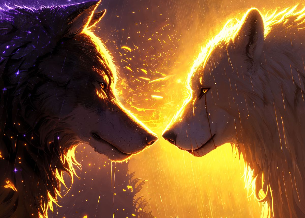 'Eternal wolf duel' Poster, picture, metal print, paint by Adel S ...
