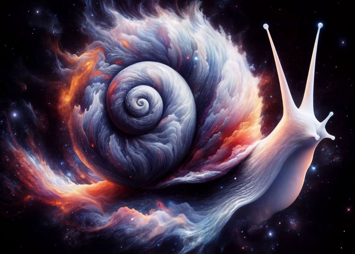 'Cool cosmic snail' Poster, picture, metal print, paint by HyperArt ...
