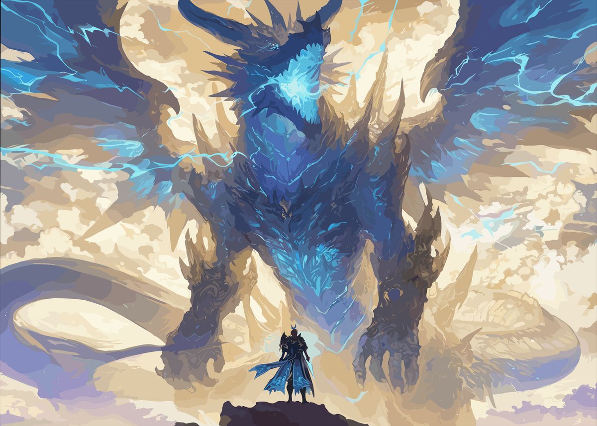 'Blue Dragon' Poster, picture, metal print, paint by Erick Sato | Displate