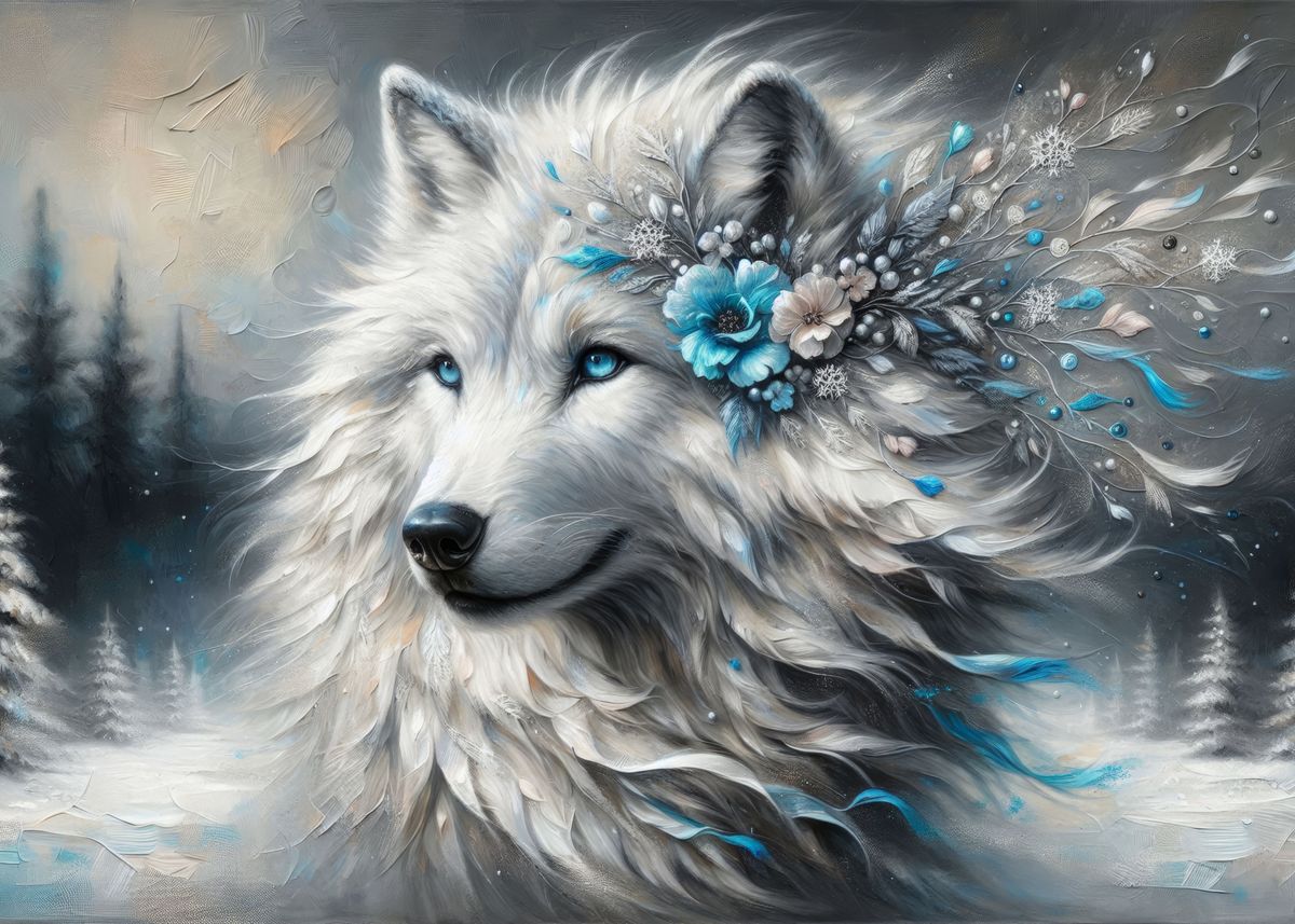 'Mystic Winter Wolf Art' Poster, picture, metal print, paint by ...