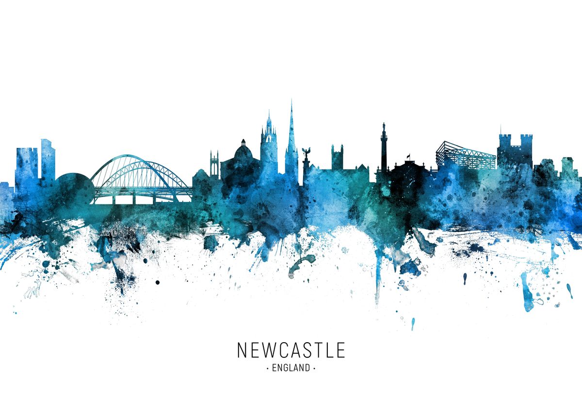 'Newcastle Skyline England' Poster, picture, metal print, paint by ...