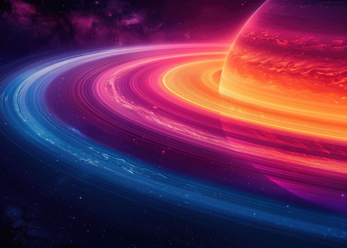 'Planet Saturn Colorful' Poster, picture, metal print, paint by ...