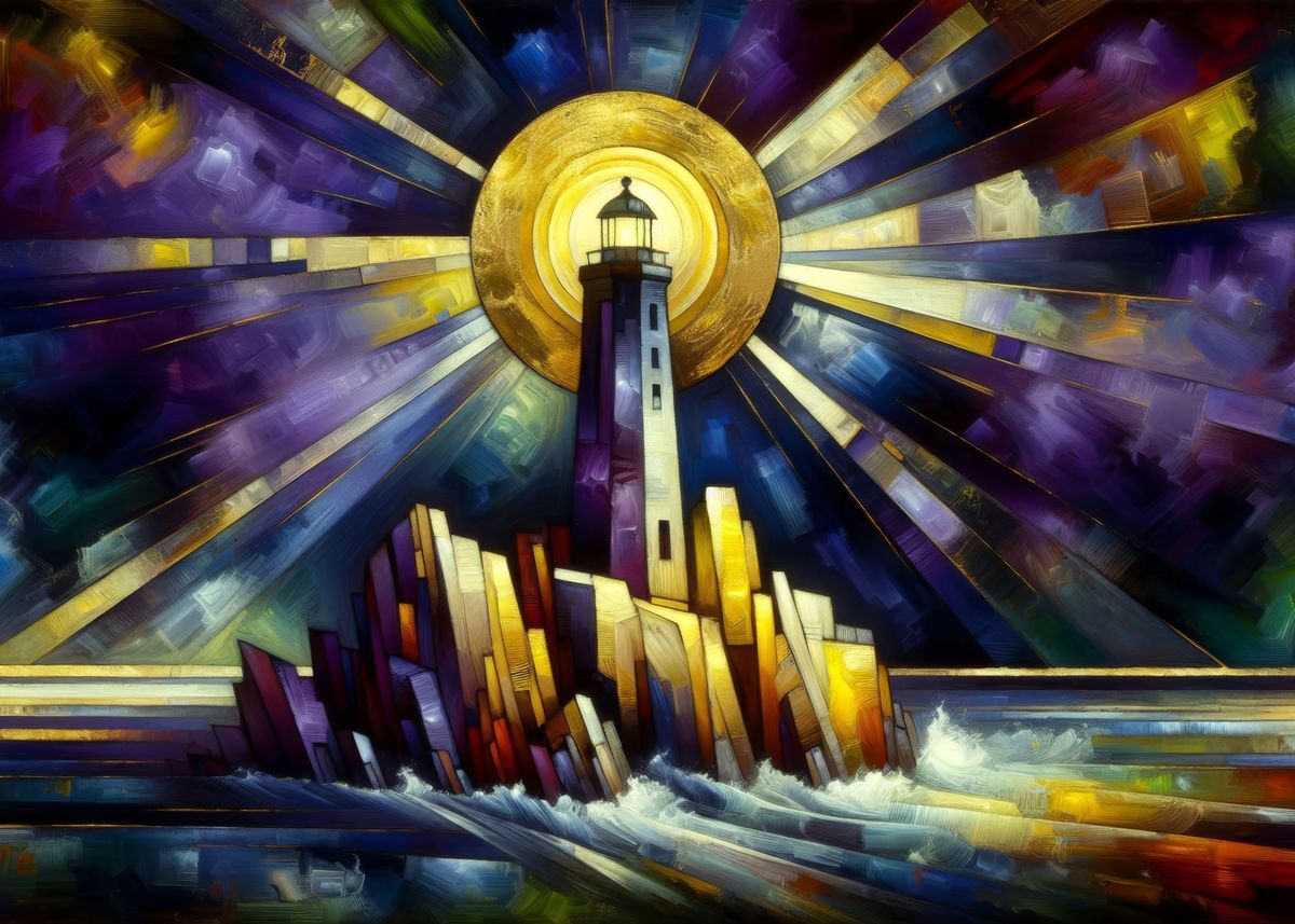 'Modern Lighthouse Art' Poster, picture, metal print, paint by ...