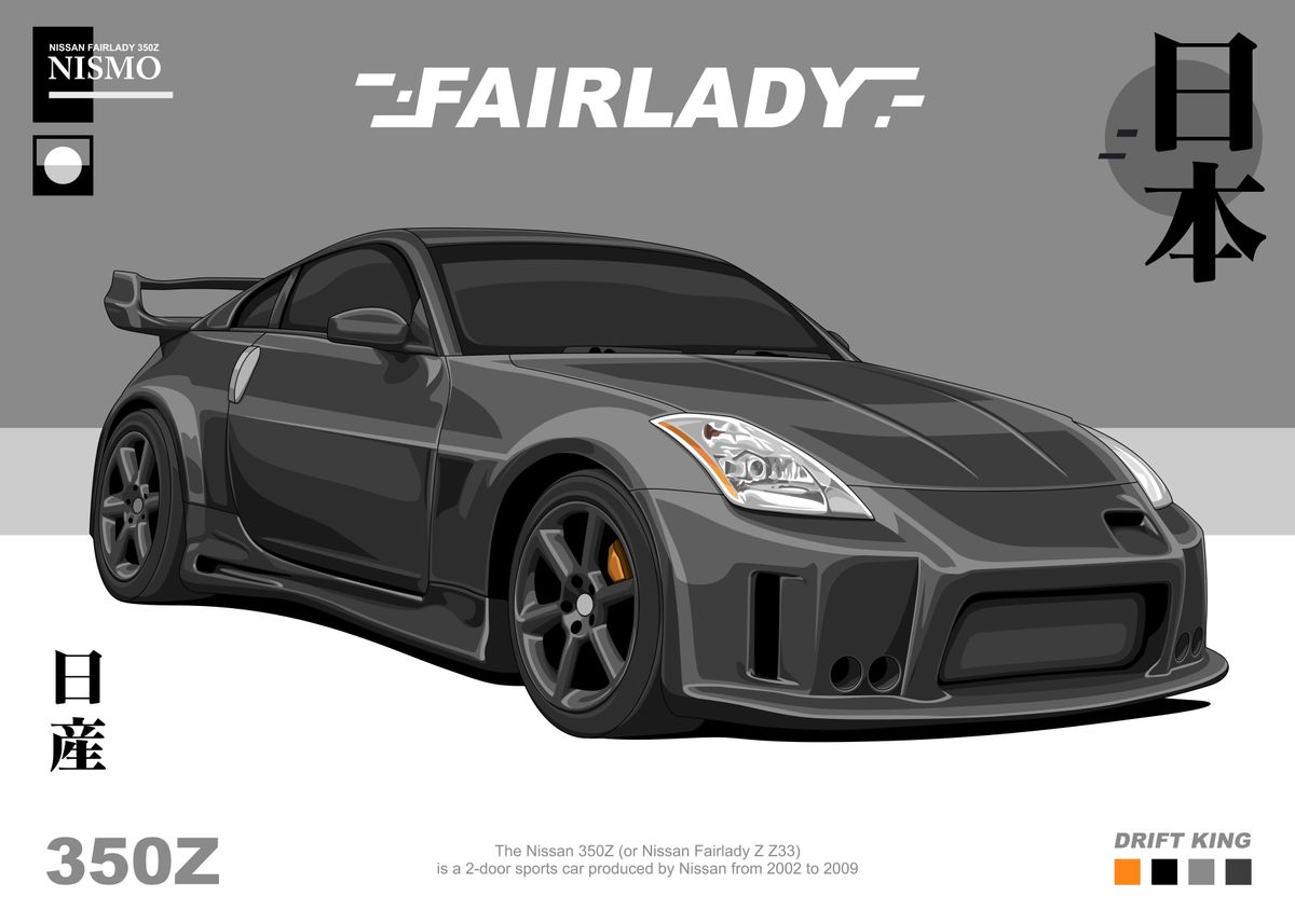 'NISSAN 350Z' Poster, picture, metal print, paint by Muezzahero | Displate