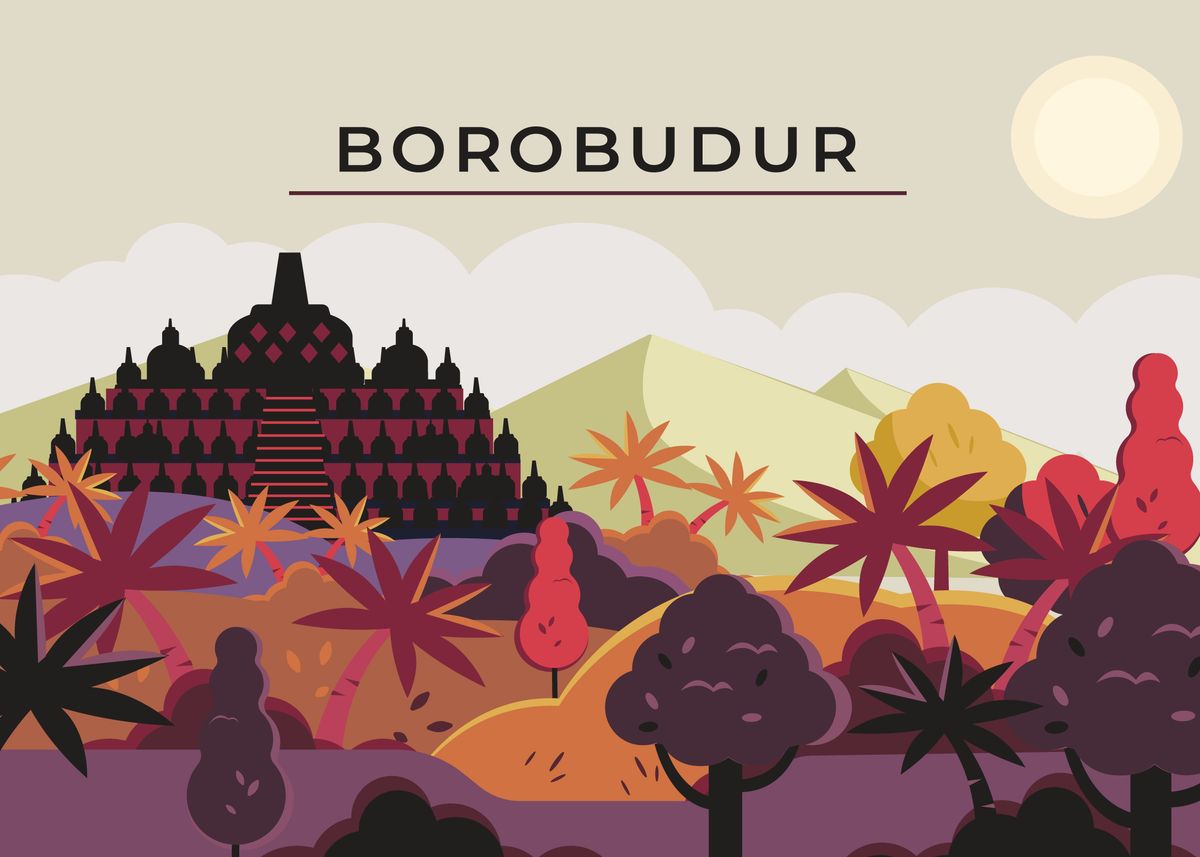 'Borobudur ' Poster, picture, metal print, paint by ichimdp | Displate